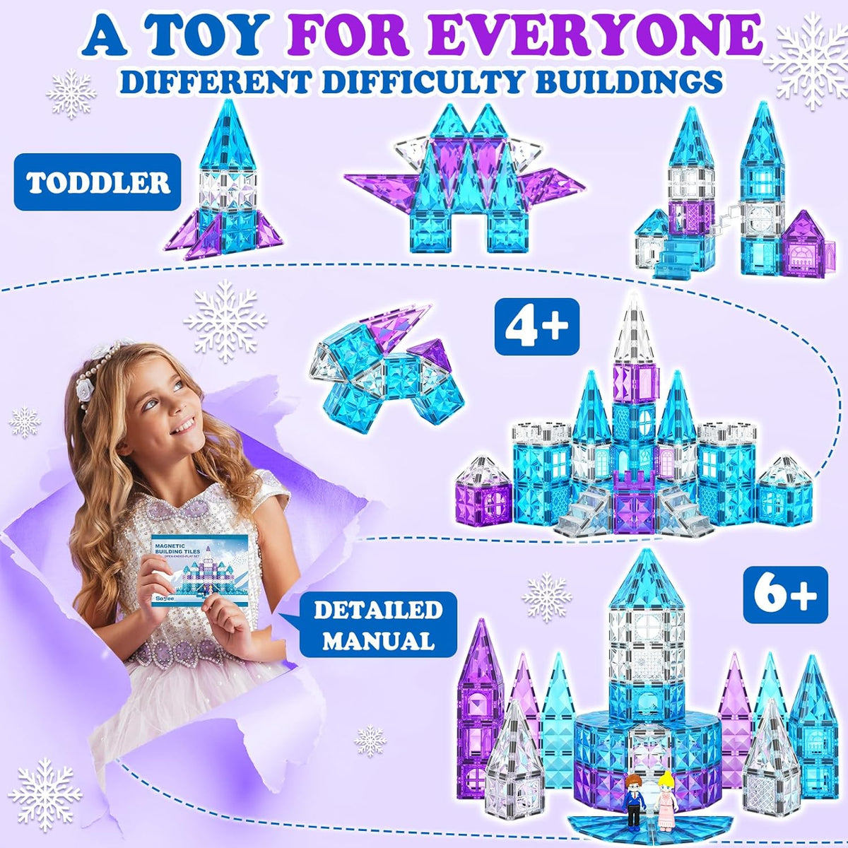 Magworld® Magnetic Tiles 102pcs Frozen Set Princess Castle Building To ...