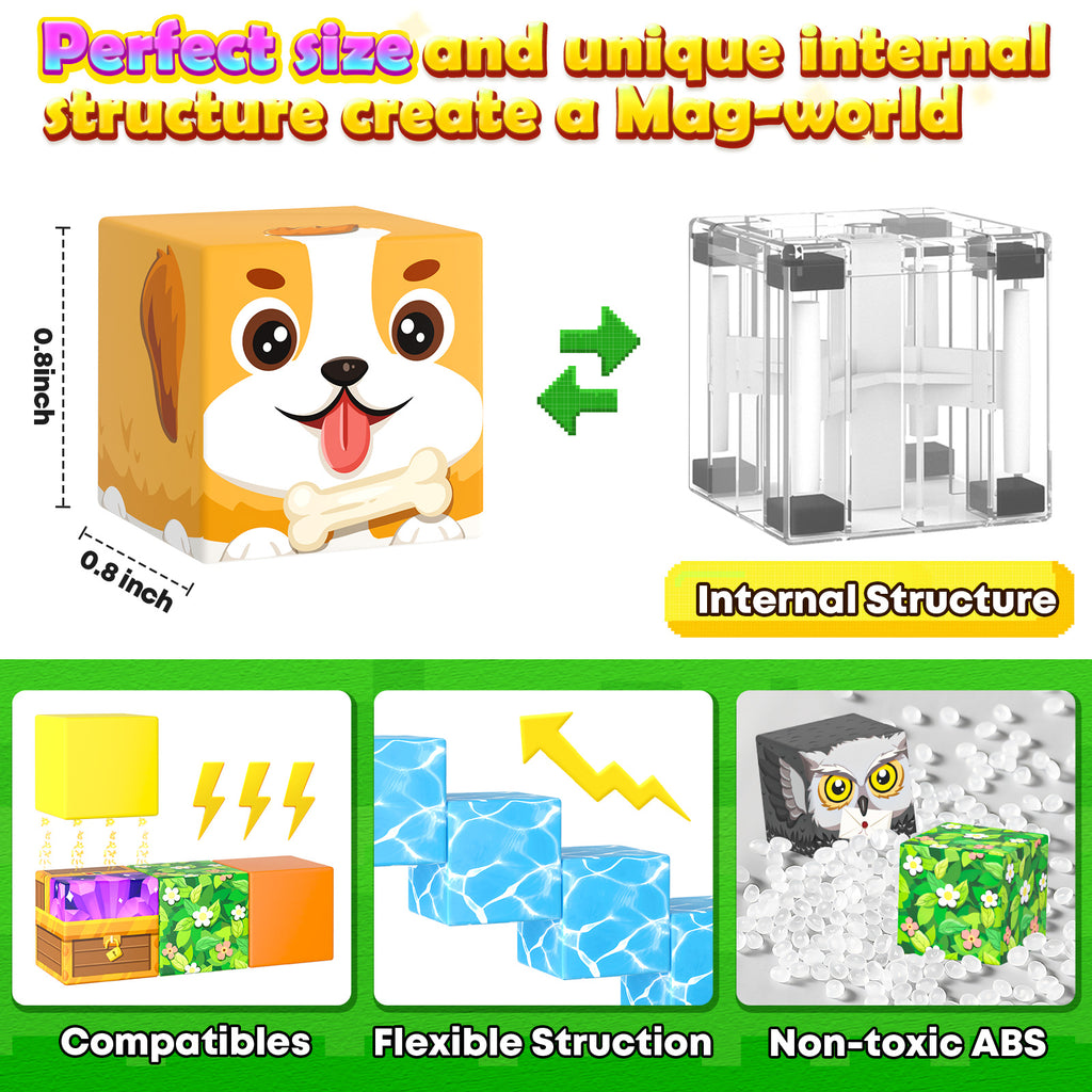 Magnetic Blocks - Mine Magnet World Building Toys for Kids Ages 5-7 6 ...