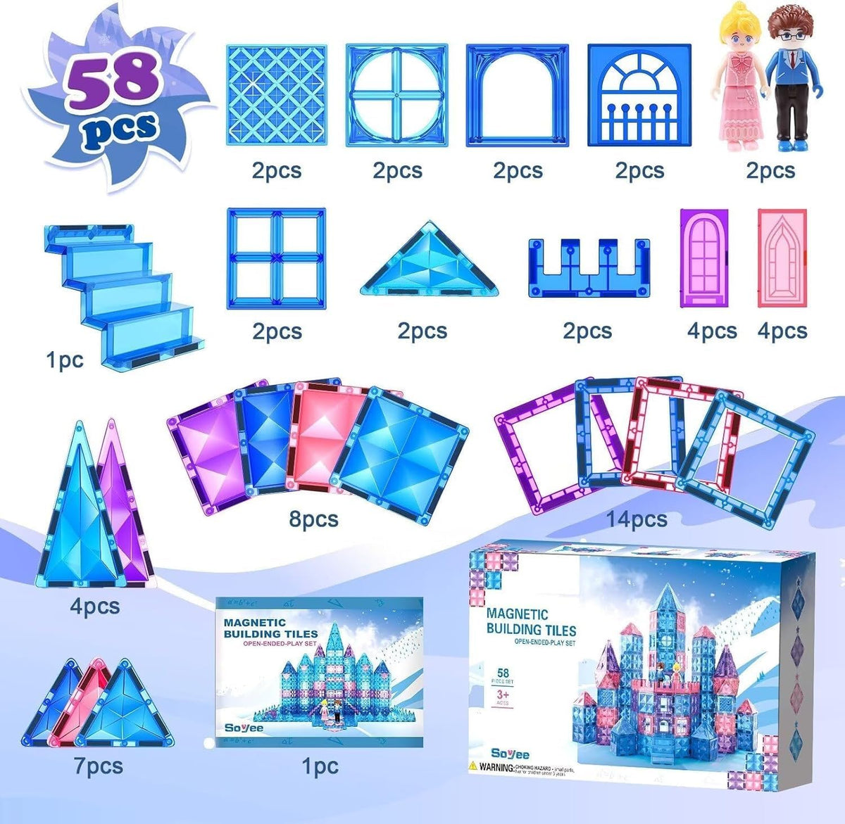 Magworld® Plastic Stacking and Building Blocks for Kids - Frozen Color ...