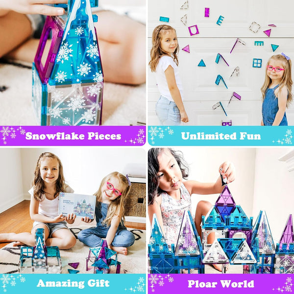 Magworld® Magnetic Tiles 54PCS with 4 Arctic Animals Frozen Toys for G ...