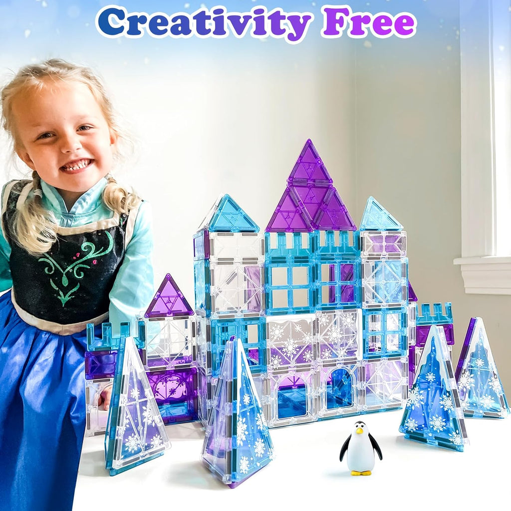 Magworld® Magnetic Tiles 54PCS with 4 Arctic Animals Frozen Toys for G ...