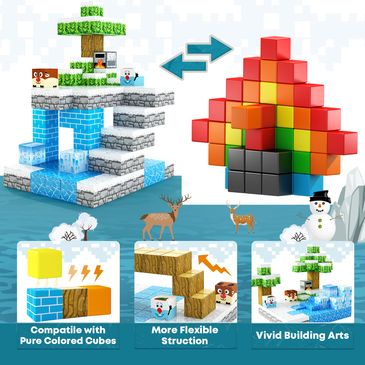 Magnetic Blocks-Build Mine Magnet World® Frozen Edtion,Toys for Girls ...