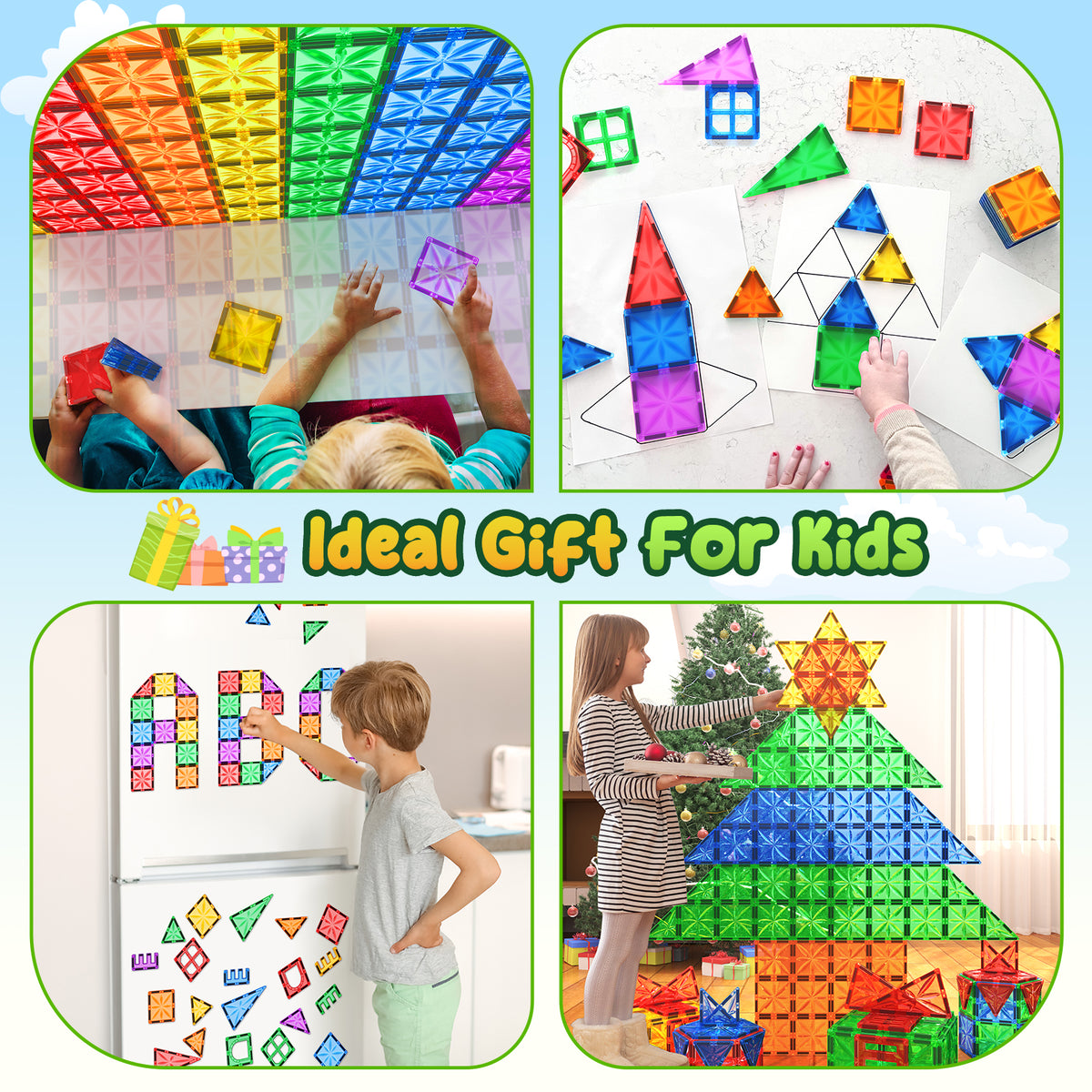 Diamond Magnetic Tiles Kids Toys for Toddlers STEM Magnetic Blocks Bui ...
