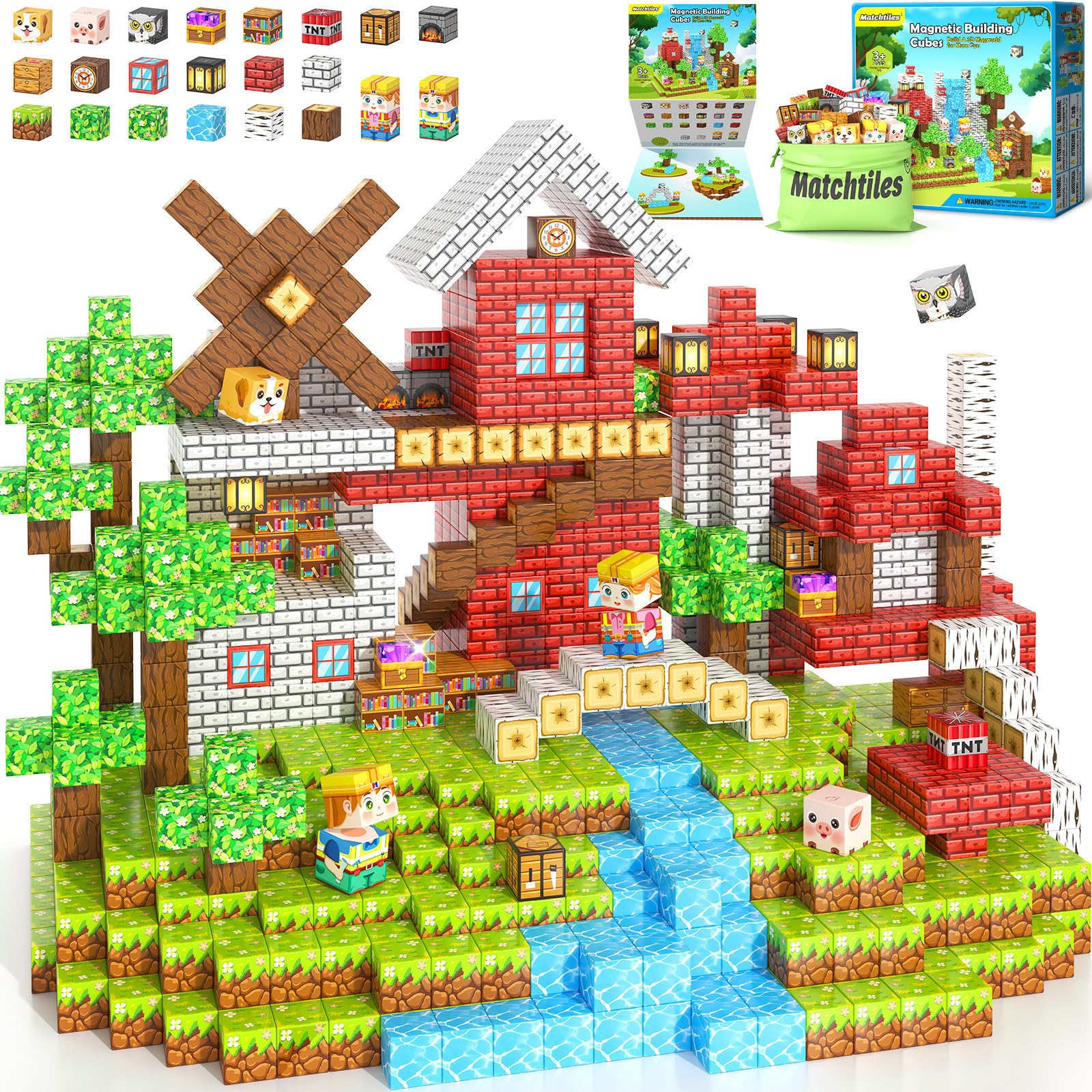 Magnetic Blocks Toys, Build Mine Magnet World Set, Magnetic Tiles Buil ...