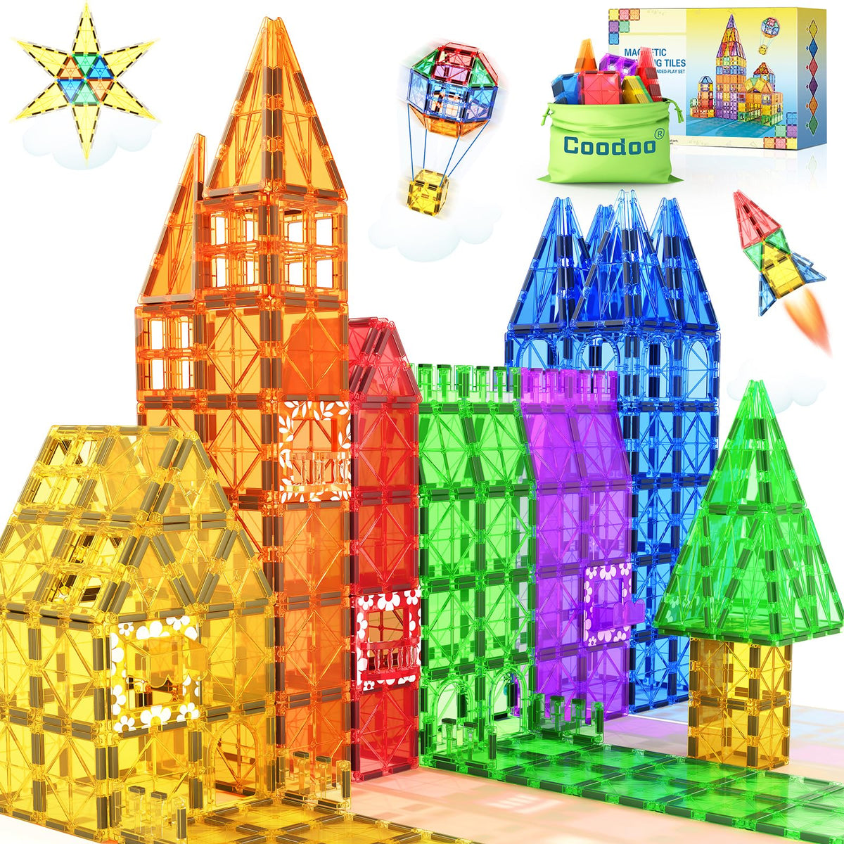 60 PCS Magnetic Building Tiles Kids Toys STEM Magnetic Blocks Sensory ...