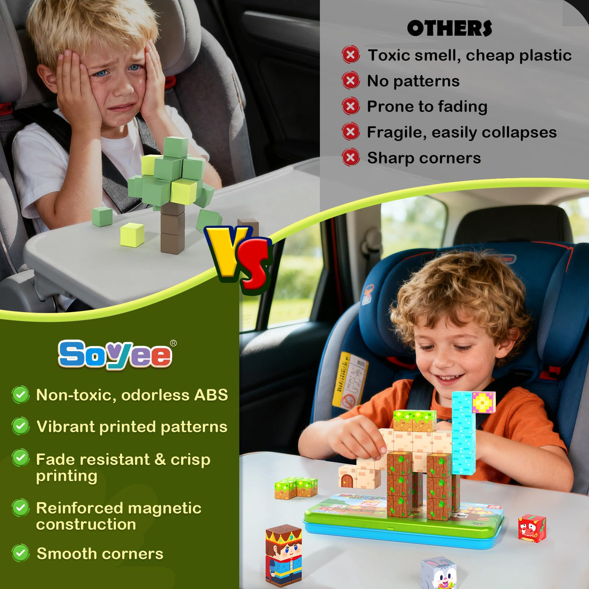 Soyee Mini Magnetic Blocks with Case - Portable Building Cubes Travel ...