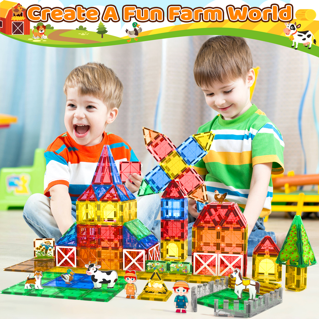 Magworld® Magnetic Tiles Farm Animals Toys for Toddlers, Magnetic Buil ...
