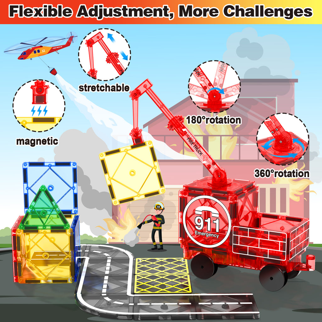 Magworld® Magnetic Tiles Road Set with Magnetic Crane Car Toys, Magnet ...